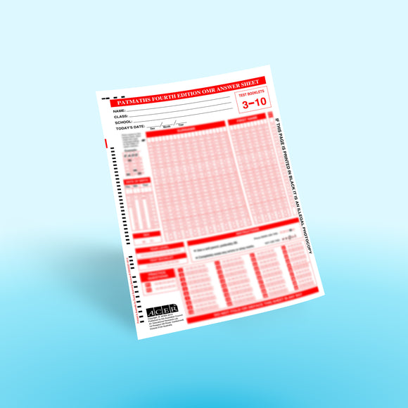 PAT Maths 4th Edition OMR Answer Sheet Tests (pkg 10) – Australian ...